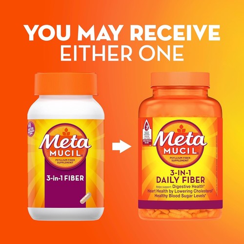 Metamucil 3-in-1 Fiber Capsules, Daily Psyllium Husk Fiber Supplement ...