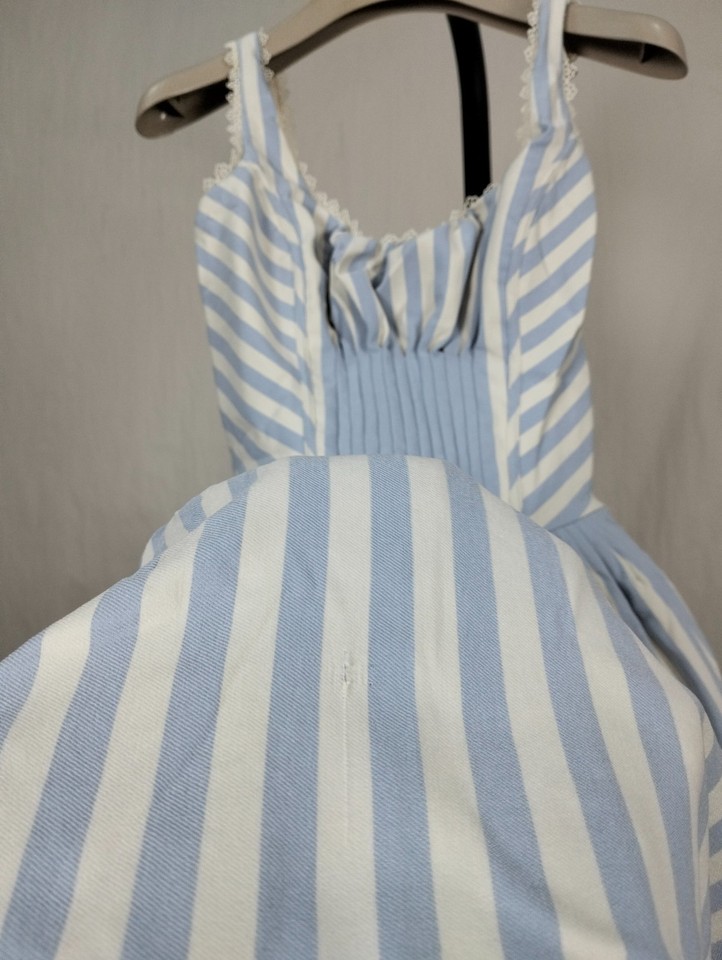HOUSE OF CB 'Liesl' Blue Striped Pintucked Mini Dress /Size XS-US(T)2-4 ...