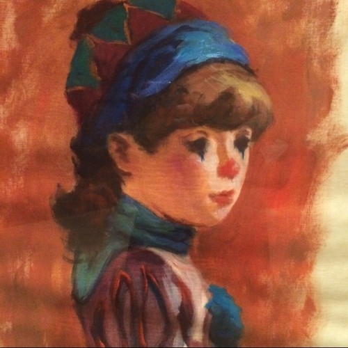 Philippe ALFIERI Clown Girl Painting Listed Artist Signed Framed | eBay