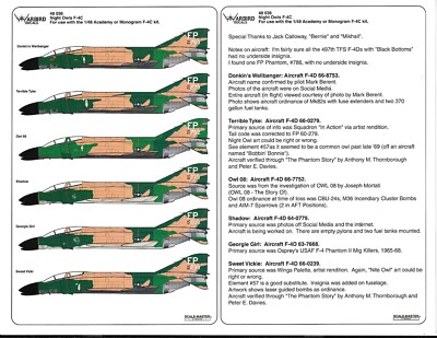 Warbird 497th TFS, Nite Owls, F-4D Phantom II Decals 1/48 036 | eBay