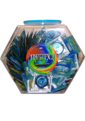 Trustex Lubricated Condoms Assorted Bright Colors 288 Per Bowl Smooth ...