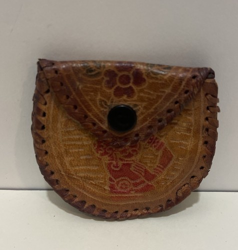 Vintage 1970s Handcrafted Sheepskin Leather Coin Purse w/Divider Made ...