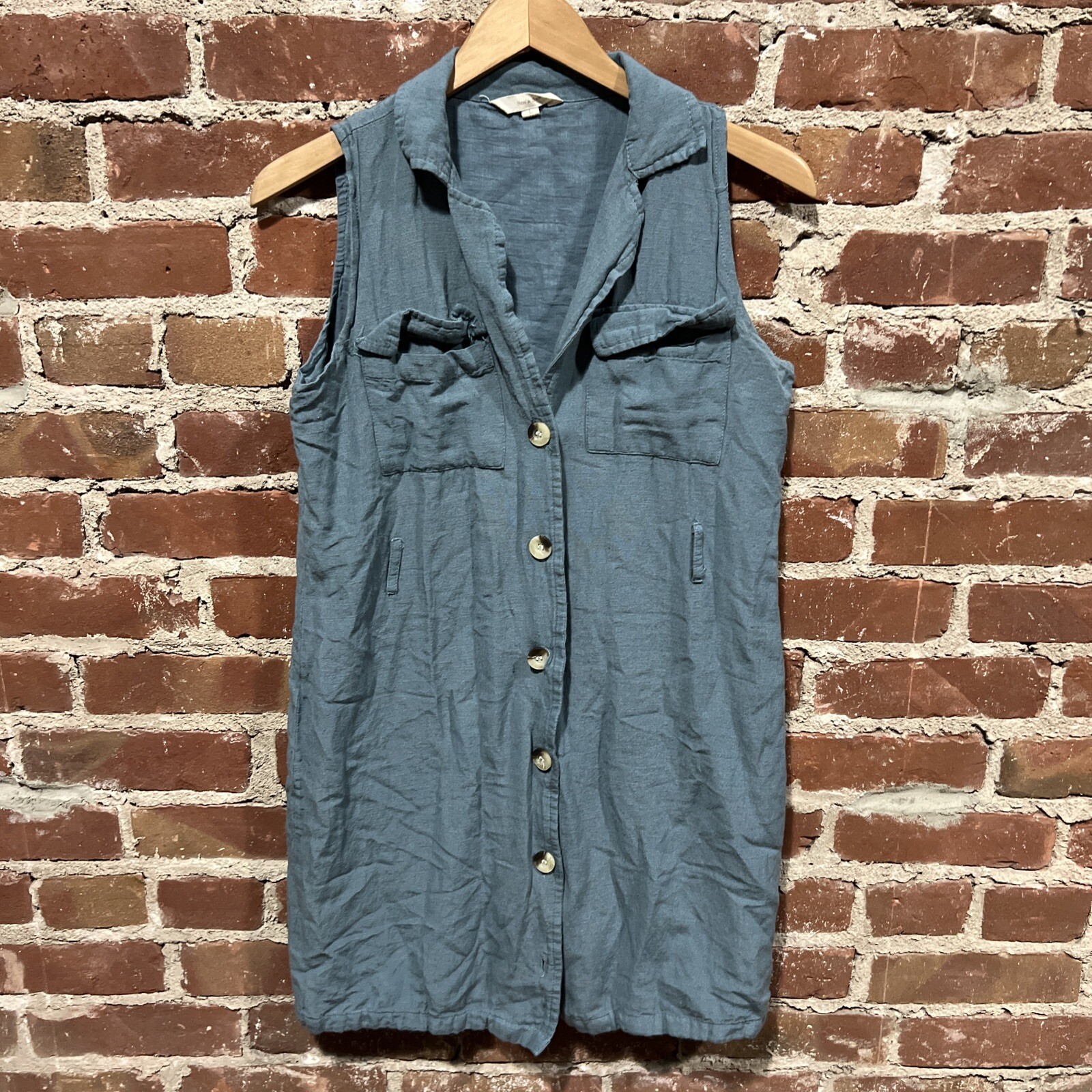 Sim And Sam Button Down Dress Lightweight Large - Gem