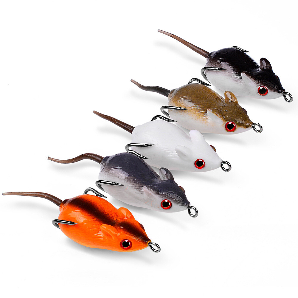 5pcs Mouse Soft Bait Blackfish Fishing Lure Hook Tackle Swimbait 5cm/9g ...