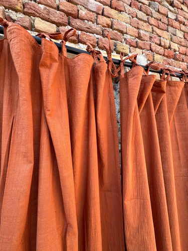 Terracotta Rust Curtain Living Room, Door Curtain Light Filtering ...