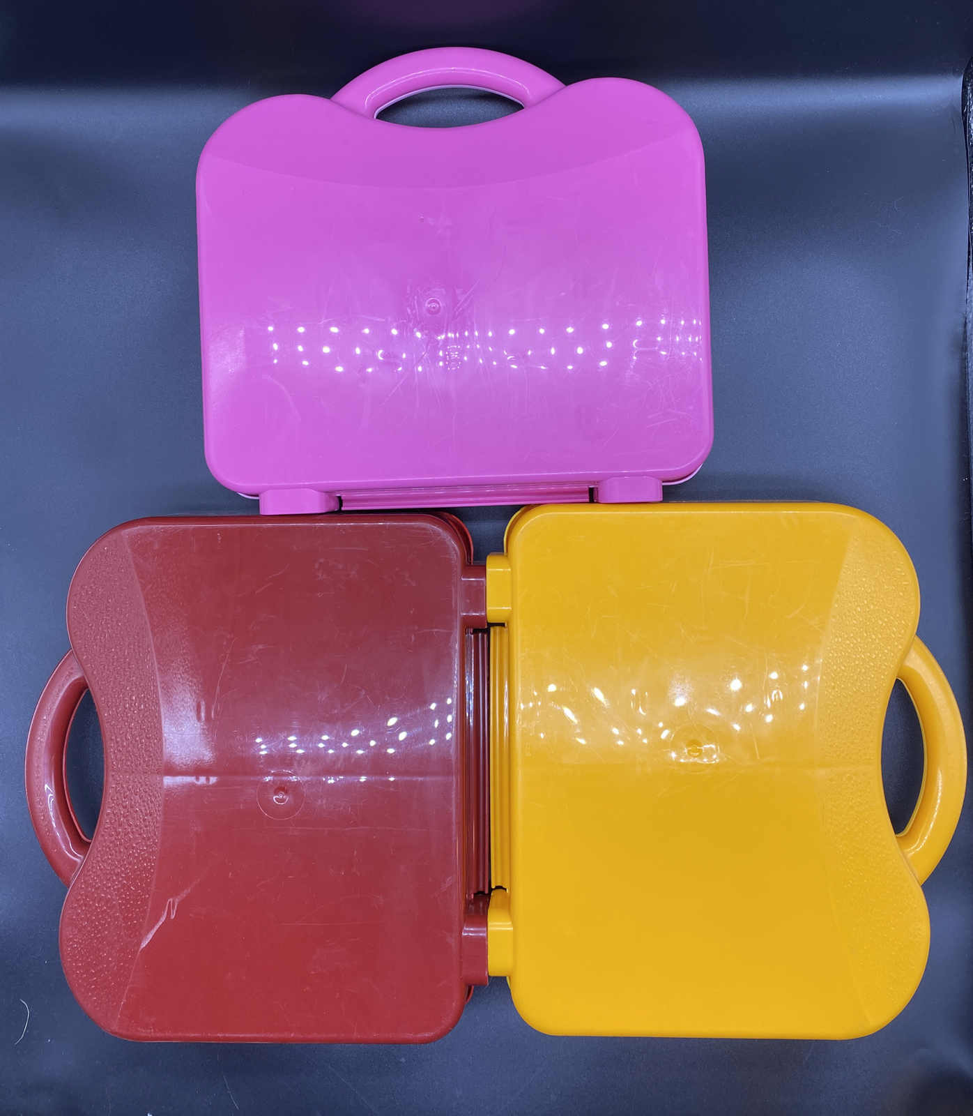 Lot Of 3 2012 Lego Carrying Case Briefcase Yellow Red Pink Plastic ...