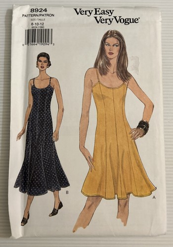 Vogue 8924, 90s Sewing Pattern Sizes: 8-10-12 Slip Dress in Two Lengths ...