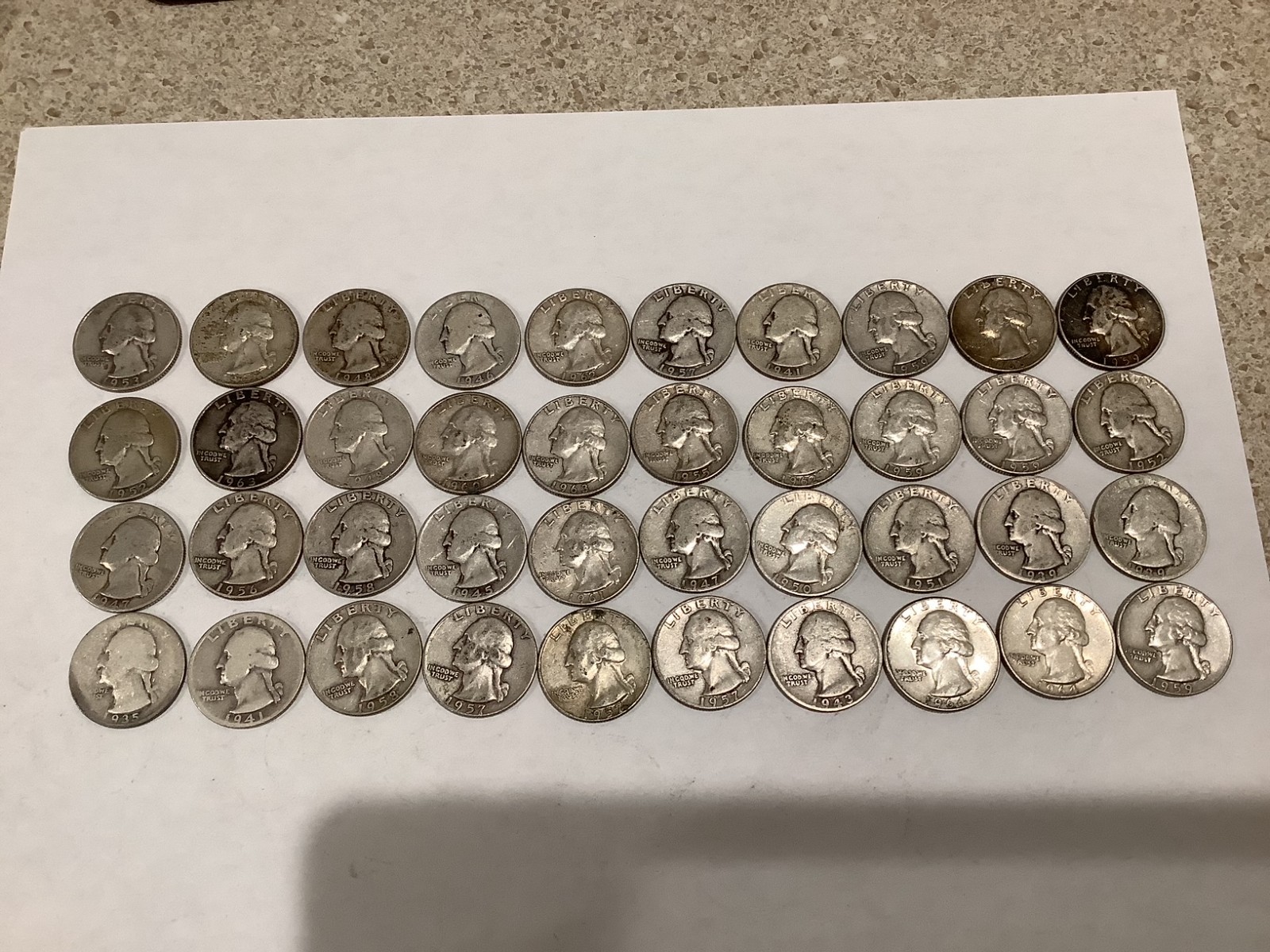 Roll of 40 Silver Quarter Dollars Various Dates 1935 to 1964 | eBay