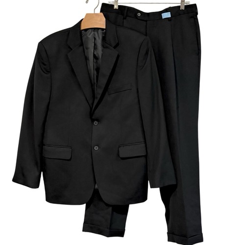 Jones New York Suit Mens Black Wool 2 Piece Set Jacket 40S Pants 33 ...