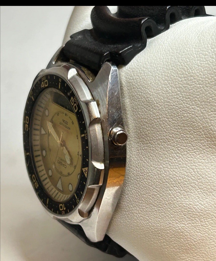 Casio Arnie Watch Men 44mm Silver Gold Tone Dial 1374 AMW-320D Brand ...