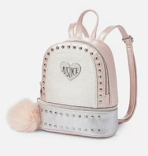 Justice Pebbled Studded Pink Mini Mini Backpack & Pink Pompom NWT | eBay