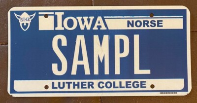 Iowa 2018 LUTHER COLLEGE SAMPLE License Plate # SAMPL | eBay