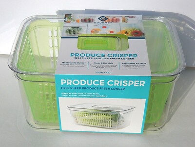 GOURMET KITCHEN PRODUCE CRISPER STORAGE CONTAINER FRESH LONGER NEW ...