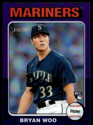 2024 Topps Heritage Chrome Purple Refractor Bryan Woo Rookie Seattle ...