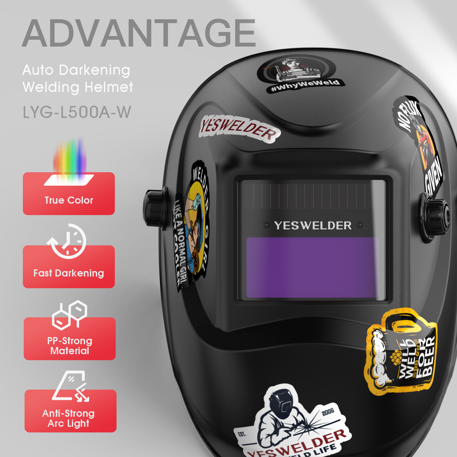 Auto-Darkening Welding Helmet, True Color Welder Helmet for TIG MIG ARC ...
