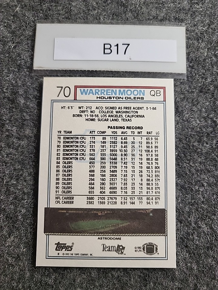 1992 Topps - Warren Moon #70 | eBay UK