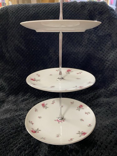 Rosechintz 3 tiered tray 6 1/2", 6 1/2", 7 1/2" Dainty, elegant tray | eBay