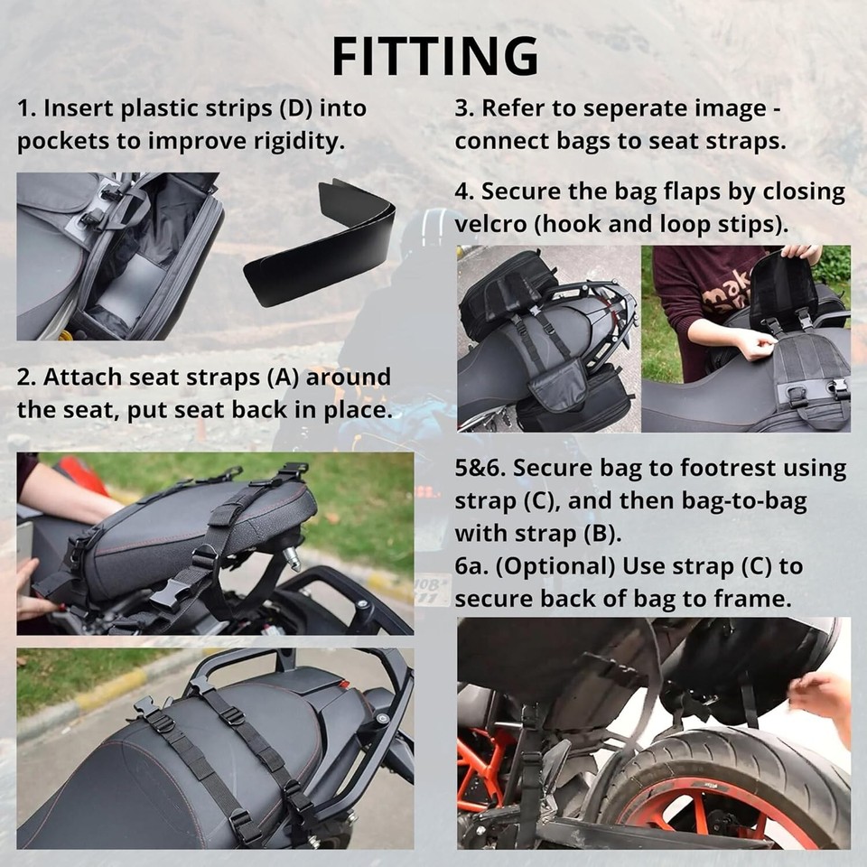 Motorcycle Saddlebags Expandable 58L Waterproof Universal Panniers ...
