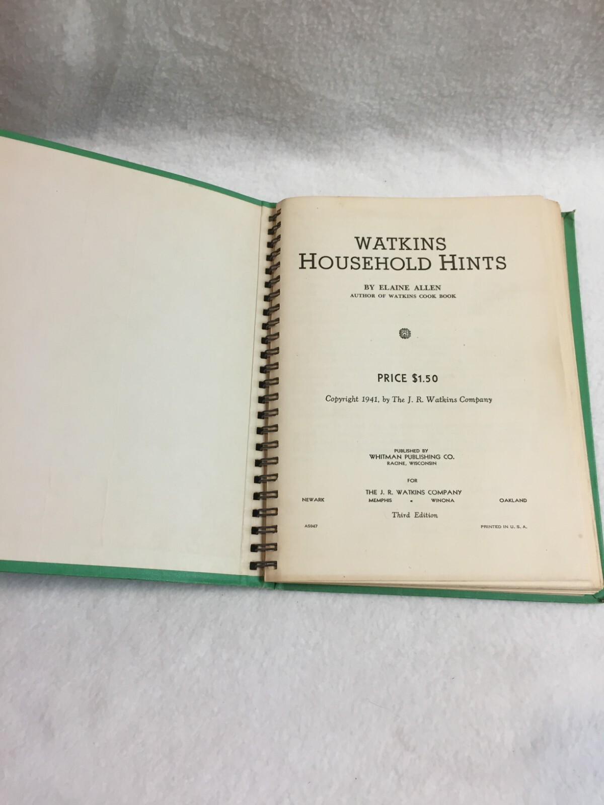 J.R. Watkins - 1941 Household Hints Book | eBay