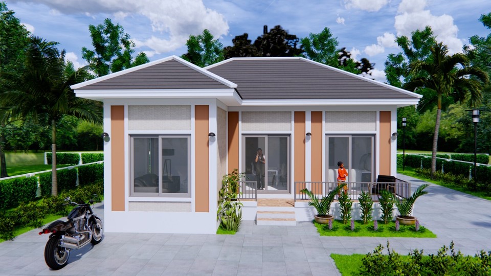 30x30 Feet Small House 9x9 Meter 2 Beds 2 Baths Hip Roof PDF & (A4 Hard ...