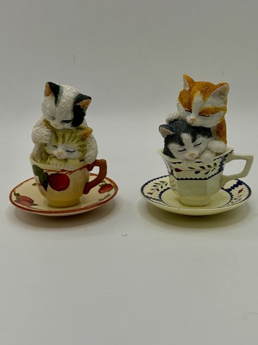 Set of 2 Hamilton Collection Purr-fectly Tea-lightful Curio Cats ...