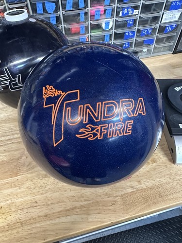 USED -Bowling Ball -15 Pound -Track "TUNDRA FIRE BLUE" -DRILLED WEIGHT ...