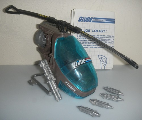 1990 Vintage G.I. GI Joe 3.75 ARAH Locust Helicopter & Blueprints *100% ...