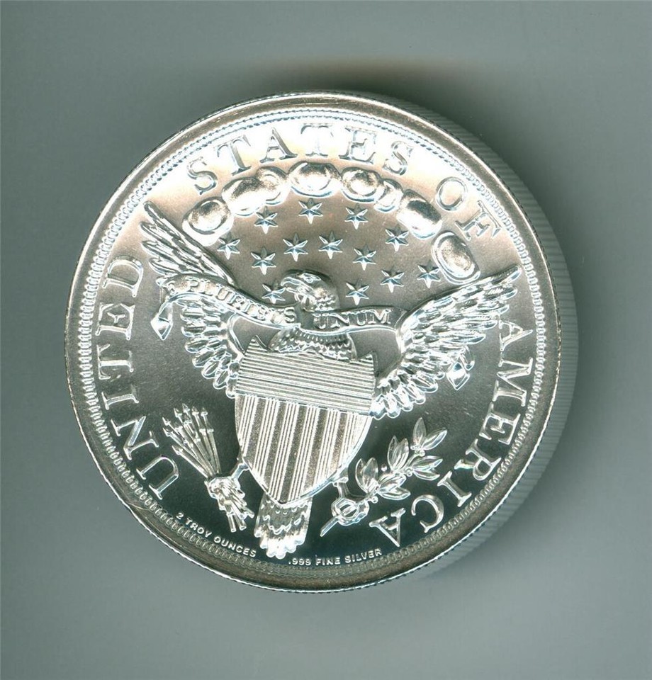 U.S. 1804 DRAPED BUST DOLLAR DESIGN 2 OZ .999 HIGH RELIEF SILVER ROUND ...