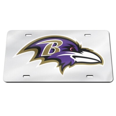 BALTIMORE RAVENS SILVER SPECIALTY ACRYLIC CAR LICENSE PLATE NFL ...