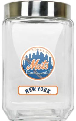 New York Mets Jar Glass Canister Large Container With Lid Duckhouse MLB ...