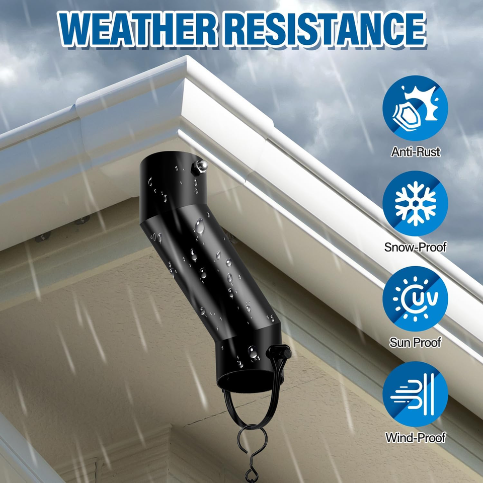 Rain Chain Gutter Adapter Black Installation Suit for Gutter Downspout ...