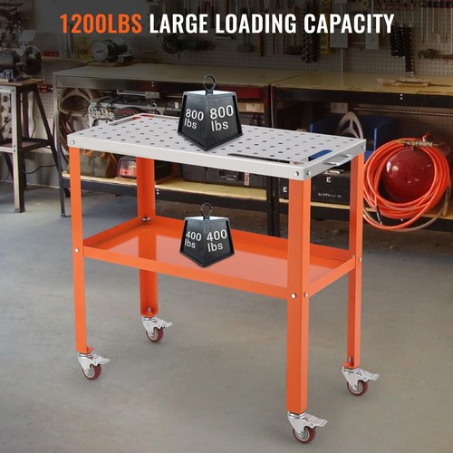 36x18" Welding Table 1200lbs Heavy Duty Steel Workbench Cart 4 Tool ...