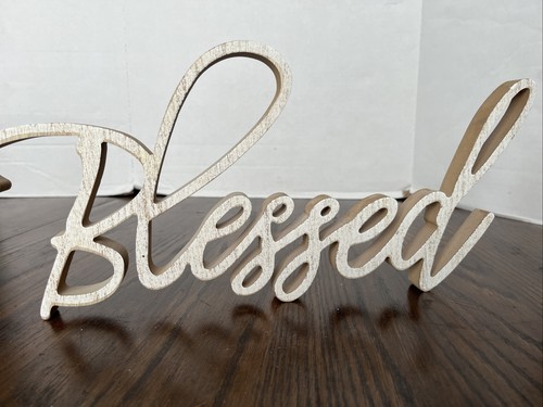 Blessed Sign Free Standing Wooden Words Sign Cursive Table Or Wall ...