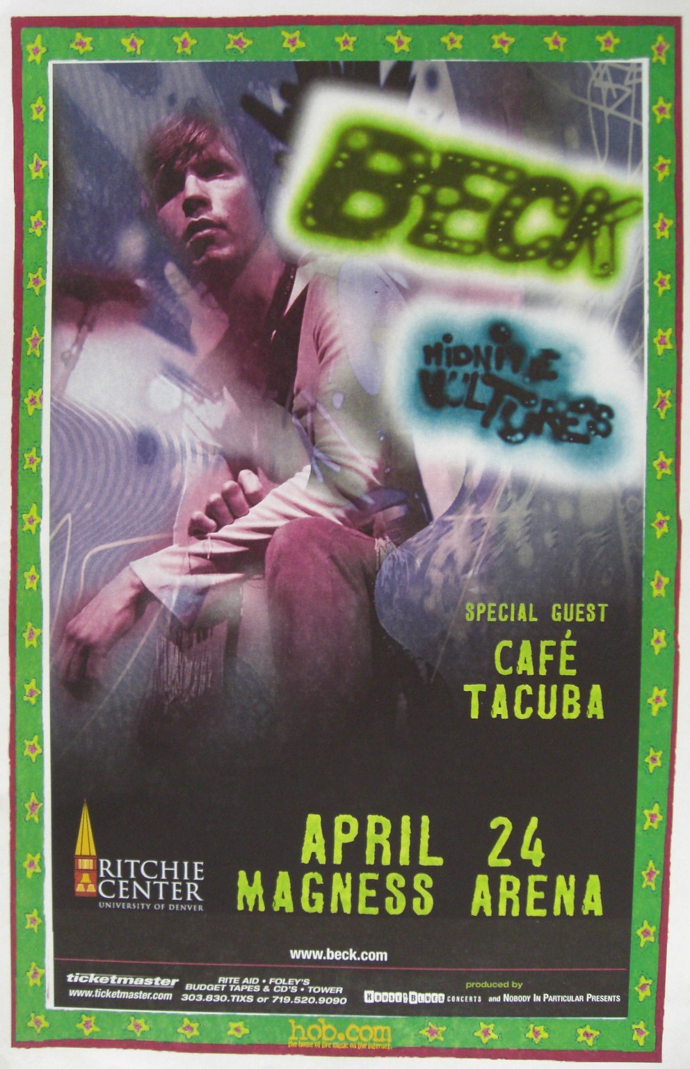 BECK "MIDNIGHT VULTURES TOUR" 2000 UNIVERSITY OF DENVER CONCERT POSTER | eBay