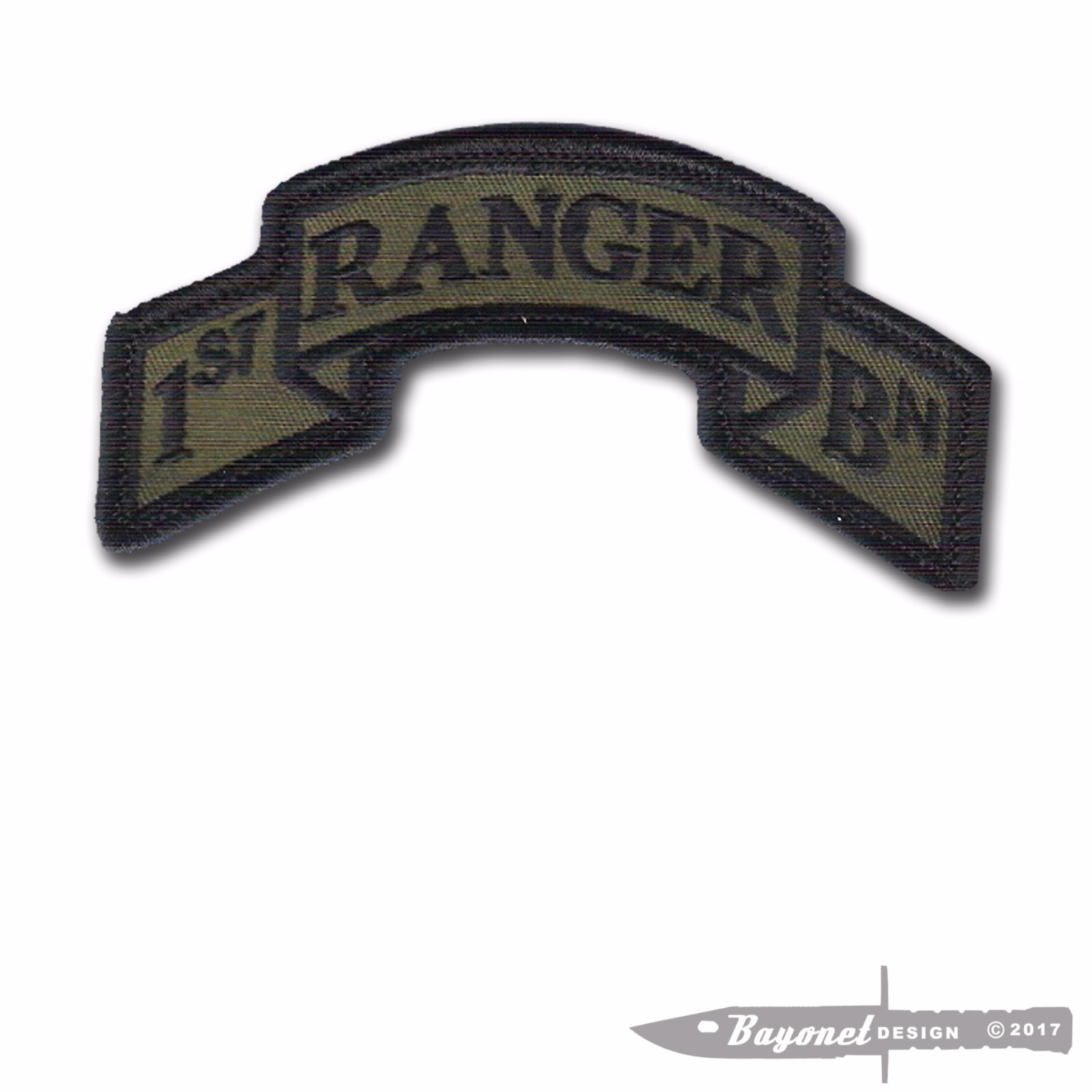 1st Ranger Battalion Scroll - 3 7/8" x 2" OD Green - New - Hook & Loop ...