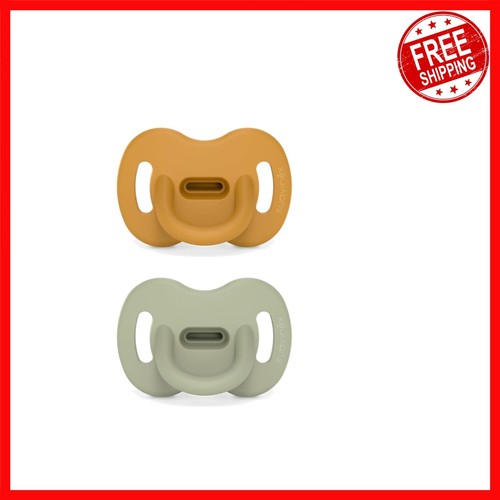 Breastfeeding-Friendly Silicone Baby Pacifiers 6-18 - Mustard/Green | eBay