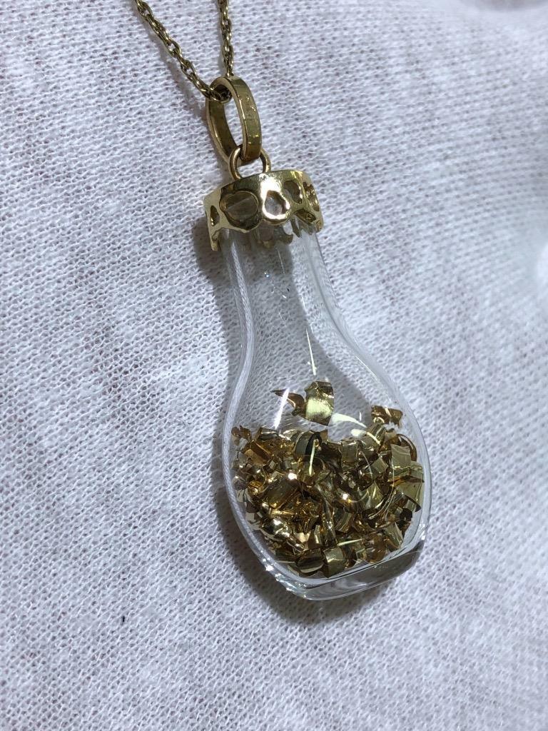 14k Yellow Gold Glass Vile Vintage Halo Hour Glass De… - Gem