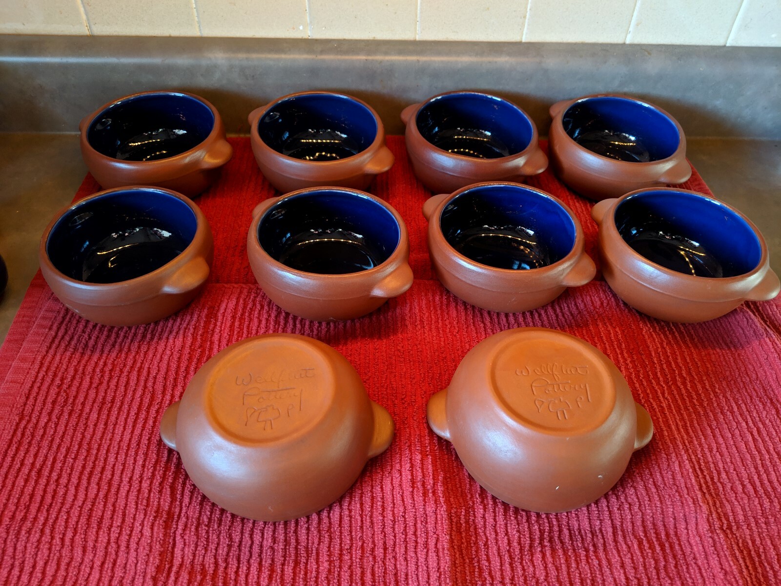 Wellfleet Pottery-Umber China Onion/Chowder Bowls. Set of 10. Deep Blue ...