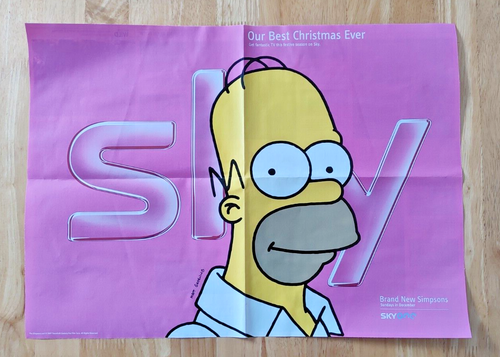 Homer Simpson Poster, Sky TV, The Simpsons, Rare Collectable Advert ...