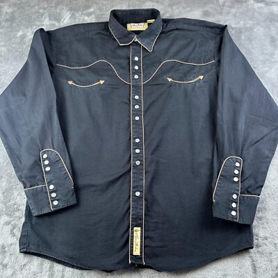 Larry Mahan Western Shirt Men's Large Smile Pockets Pearl Snap Real ...