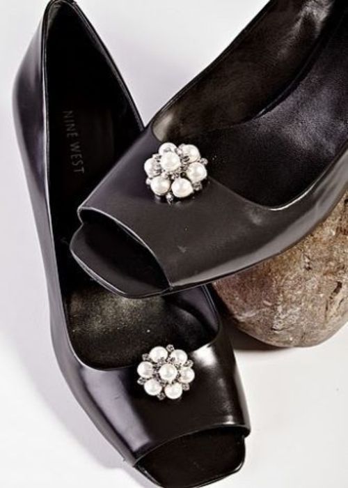 Bridal Wedding Prom Pearl Cluster Design Shoe Clips Ladies Dress Formal ...