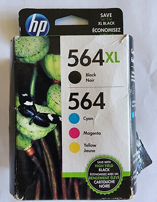 HP 564 XL Combo Pack Black XL Color Ink Cartridge Set Sealed, April ...