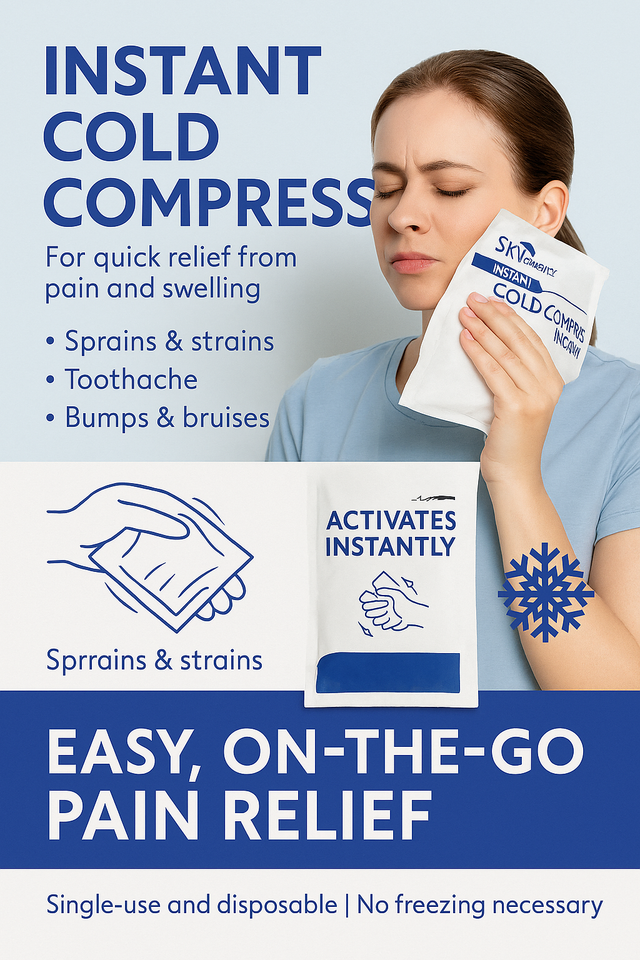 Instant Cold Compress Ice Packs for Dental Medical Pain Relief 5"x6" 25 ...