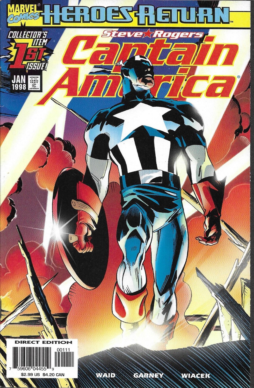 Captain America Steve Rogers Heroes Reborn Comic 1 Cover A 1998 Mark ...