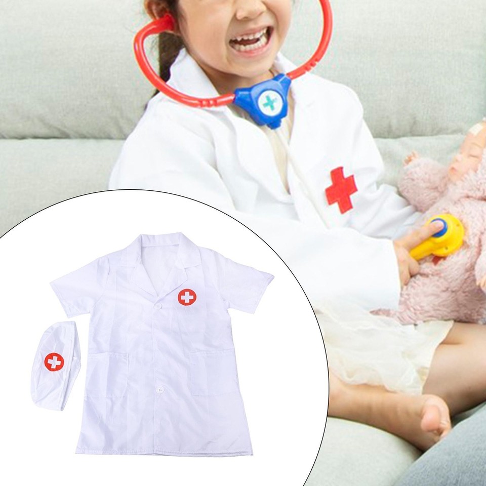 Kids Doctor Coat with Cap Party Supplies Dress up Career Day Costume ...