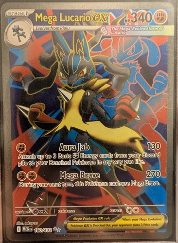 ENGLISH Mega Lucario ex 160/132 Ultra Rare Full Art Pokemon Mega Evolution NM | eBay