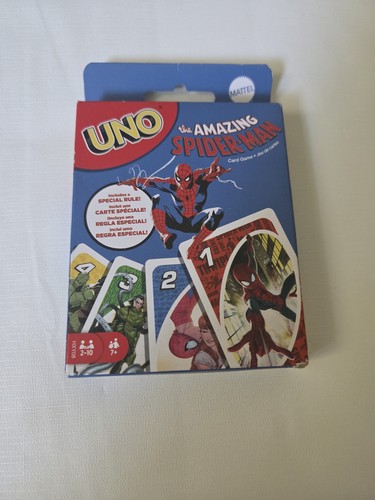 Mattel UNO Card GAME THE AMAZING SPIDER-MAN w/Special Rules AGES 7 ...