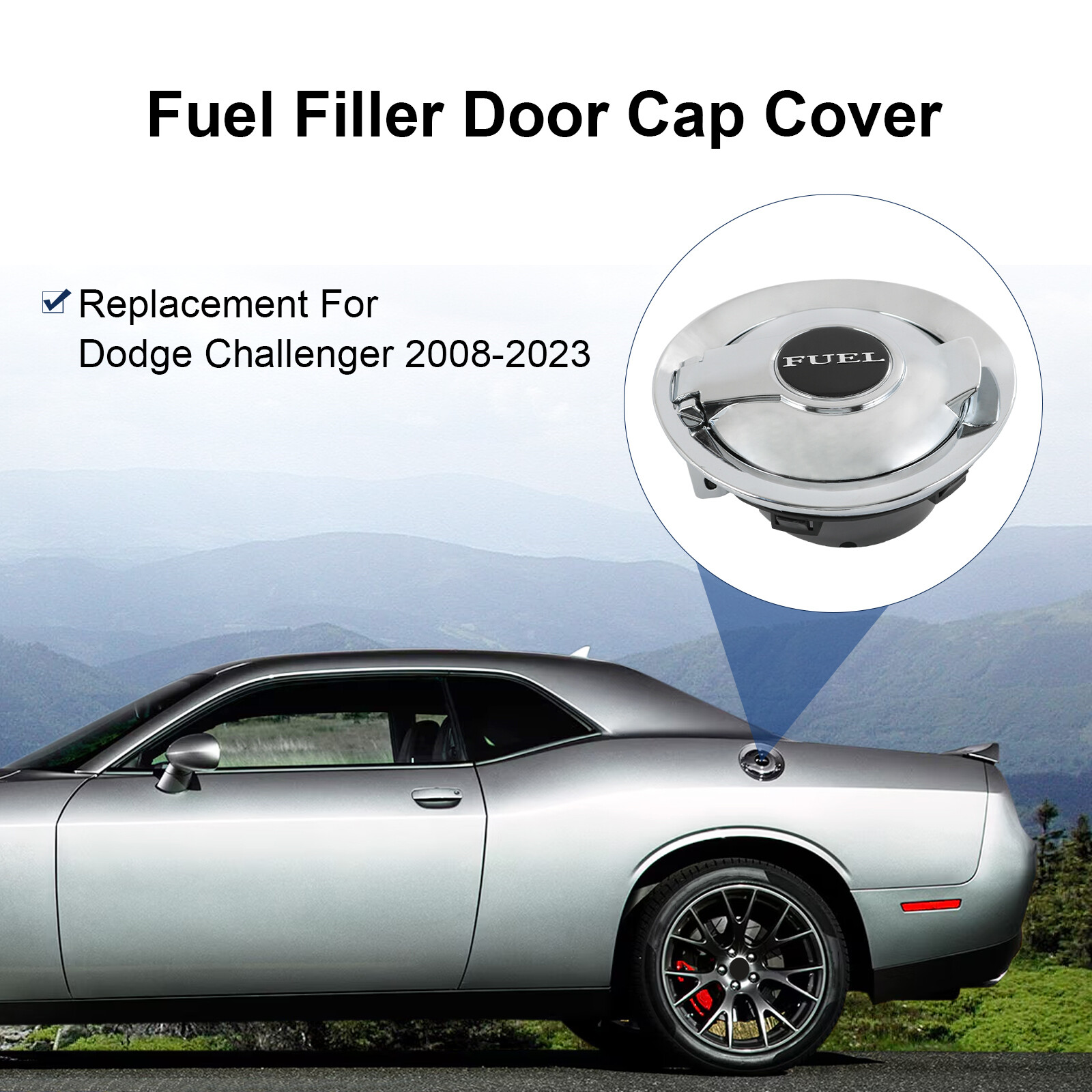 Fuel Tank Filler Cover Door Gas Tank Cap Fits Dodge Challenger 2008-19 ...