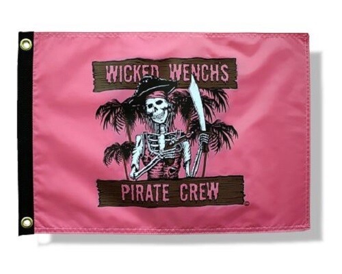 12" x 18" WICKED WENCH'S PIRATE CREW Pink Two Sided Weather Fade ...