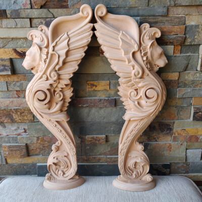 Wood Carved Griffin Bird Gothic Corbel Wall Mount French Sculpture ...